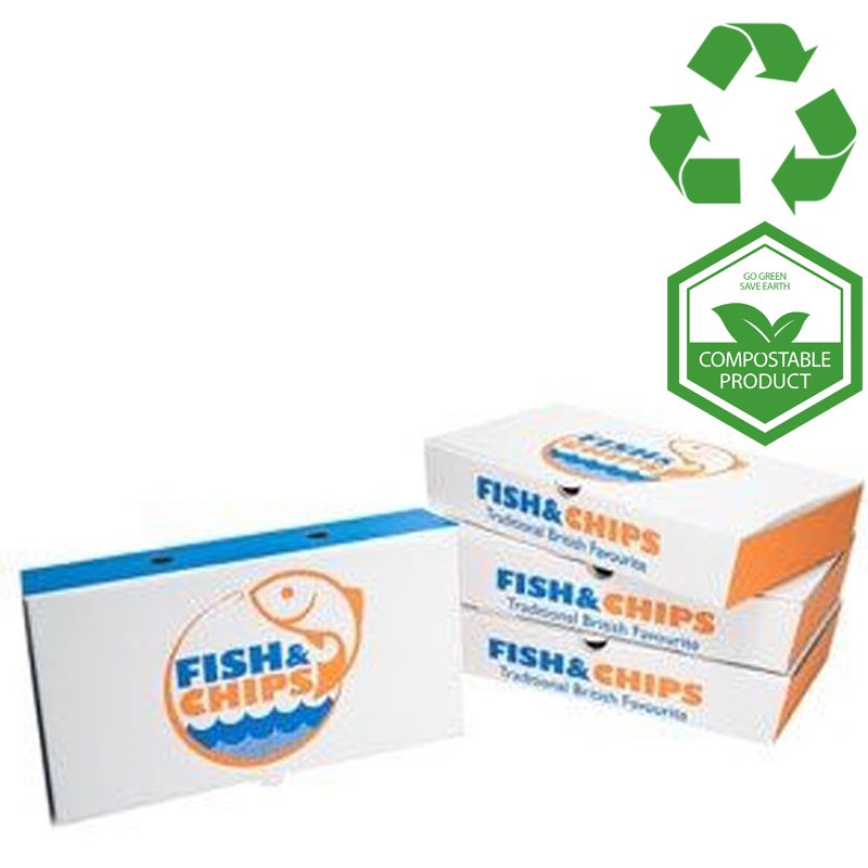 Fish and Chips Boxes 2 Colours 12'' - Glopack