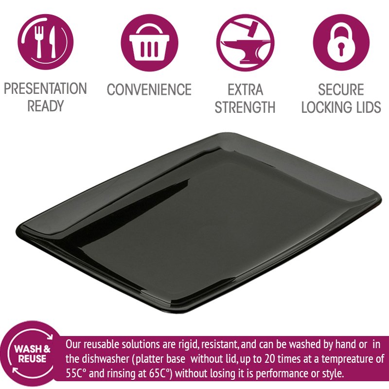 Sabert Rect. Platter Black 20x28cm MOZ930820C5PP - Glopack